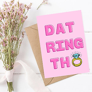 H2TDesigns Dat Ring Tho Card - Funny Engagement Card - Funny Wedding Cards - Engagement Gift - Bridal Shower Gift - Just Married - Just Engaged - Gift For Bride - Blank Inside