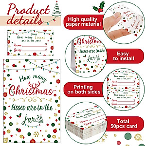 Christmas Party Game How Many Kisses Bridal Shower Game Wedding Shower Decorations Including 1 Standing Sign and 50 Guess How Many Cards for Christmas Party Bridal Shower Wedding Festive Holiday