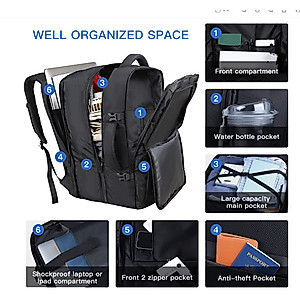 Carry On Backpack, Large Travel Backpack, Mens Travel Gifts, 50l Backpack 18 Inch Mens Backpacks for Travel Extra Big Convertible Laptop Suitcase Luggage Backpack Laptop Back Pack 17 17.3 Inch, Black