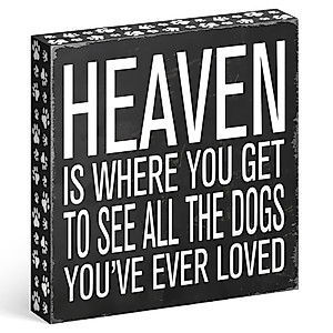 Barnyard Designs Wooden Box Sign Motivational Desk Decor, Primitive Decor Office Desk Decorations for Women Office or Bathroom Shelf Inspirational, Spiritual (Heaven is Where)