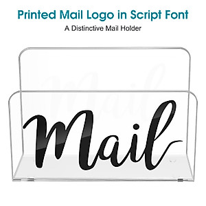 KTRIO Mail Holder Mail Organizer Countertop Acrylic Mail Sorter, Print Mail Script Letter Holder for Desk Envelope Holder Letter Organizer for Home Office School, Bill Filling Paper Document