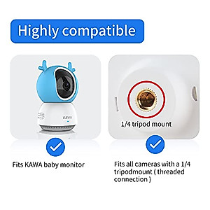 KAWA Baby Monitor Mount, Universal Baby Monitor Mount for Crib, Flexible Baby Monitor Holder, Compatible for All 1/4 Triple Hole Baby Monitor Camera, Without Tools or Wall Damage - White