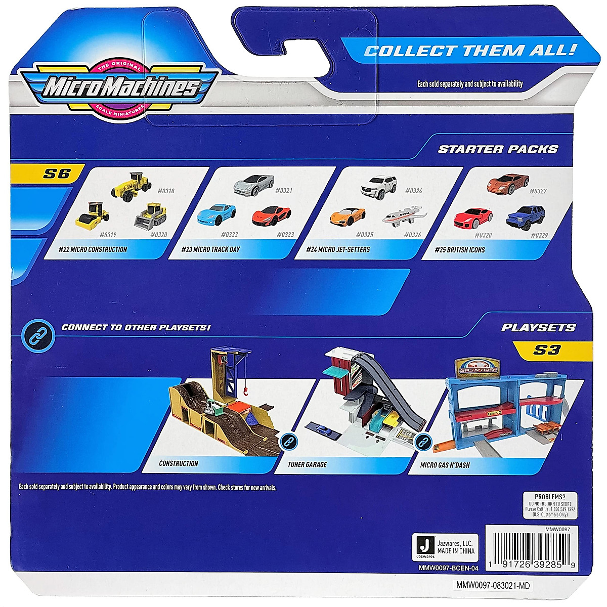 Micro Machines 2021 Series 6 Starter Pack #22 Micro Construction - Land Grader, Asphalt Roller, Skid Loader