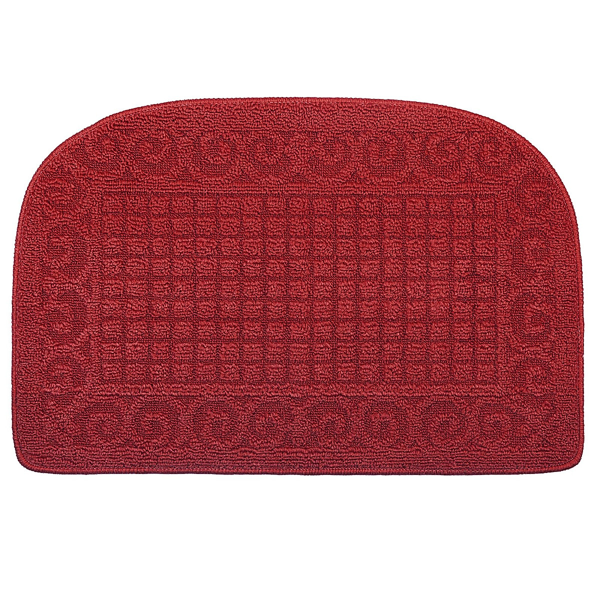 VANZAVANZU Half Round Kitchen Rug, Anti Fatigue Mat, Made of 100% Polypropylene, Non-Slip, Dirt-Resistant, Absorbent, Machine Washable, 27" x18" (Red)