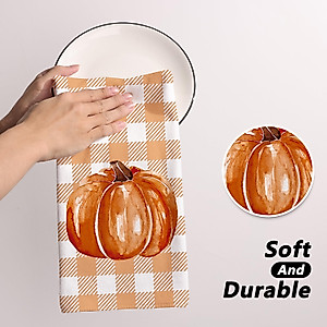 Siilues Fall Kitchen Towels Set of 2,18x26 Inch Fall Decor Hello Fall Decorations for Home Pumpkin Dish Towels Seasonal Thanksgiving Decorations for Home Kitchen Decor Hand Towels