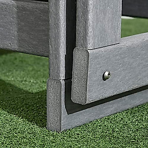 Outsunny 2-Person Outdoor Glider Bench Patio Double Swing Rocking Chair Loveseat w/Slatted HDPE Frame for Backyard Garden Porch, Light Gray