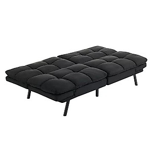 QLDFX HERQS-Memory Foam futon, Black Faux Suede, MS95-010-107-02