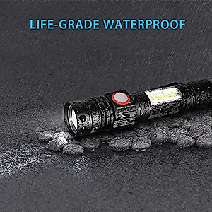 iToncs LED Rechargeable, 1000 Lumens Super Bright Magnetic Flashlight with COB Work Light, Waterproof, 4 Modes, Pocket Tactical Flashlights for Outdoor Camping Emergency 2 Pack No Battery