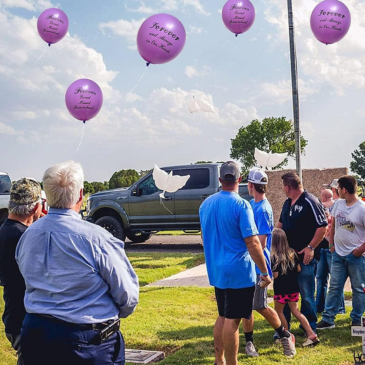 26 Pieces Purple Memorial Balloons Funeral Remembrance Balloons and 41.3 Inch Peace Dove Balloons for Release in Sky,Condolence, Funeral, Anniversary, Memorial Services