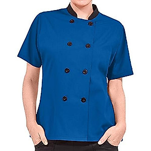 ChefUniforms.com Women's Lightweight Short Sleeve Chef Coat - Chef Coat Women, Blue Chef Coat, Women's Chef Jackets, Womens Chef Coat, Royal Chef Coat, Chef Uniform for Women
