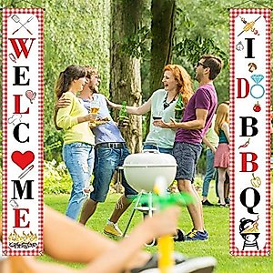 I DO BBQ Banner BBQ Picnic Decoration for Bridal Shower Engagement Party Bachelorette Party Wedding BBQ Party Decoration Outdoor Indoor Front Porch
