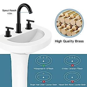 AIMOYO 2-Handle 8 inch Widespread Bathroom Sink Faucet, 3 Hole Matte Black Bathroom Faucet with 360°Swivel Spout, Pop Up Drain and High Arc, Modern Basin Faucet Mixer Taps, Deck Mount