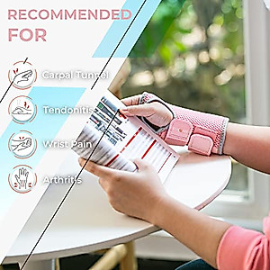 New Updated Carpal Tunnel Wrist Brace, Breathable Wrist Splint for Men & Women, Wrist Brace Night Support with 2 Adjustable Straps, Hand Brace for Tendonitis, Arthritis (Right Hand-Pink, S/M)