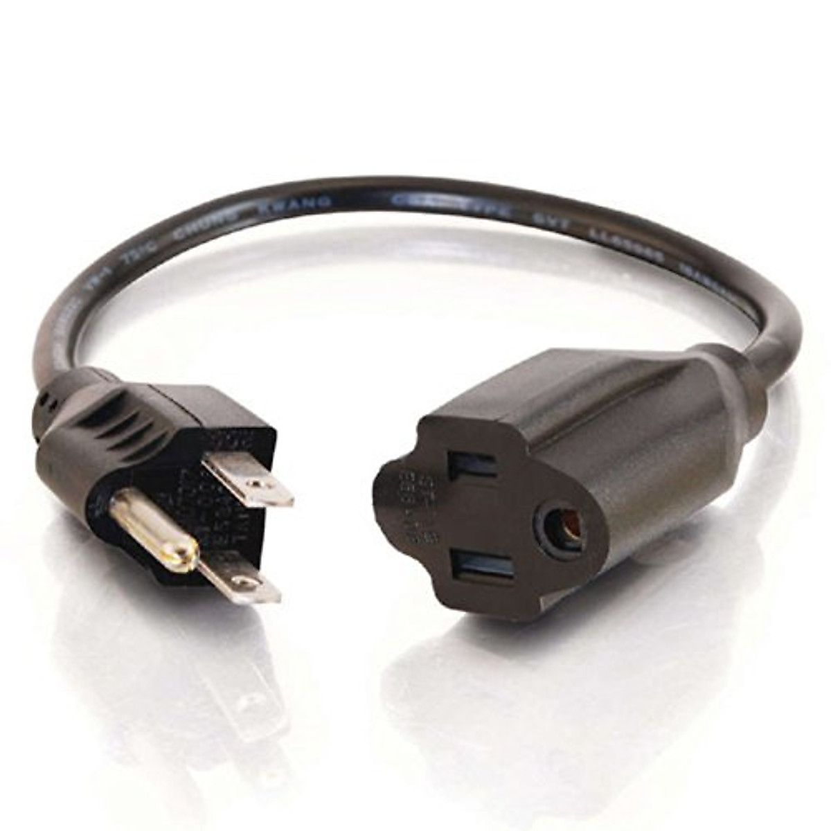 C2G 03114 18 AWG Short Extension Power Cord, Power Extension Cord, 3 Feet (0.91 Meters), Black