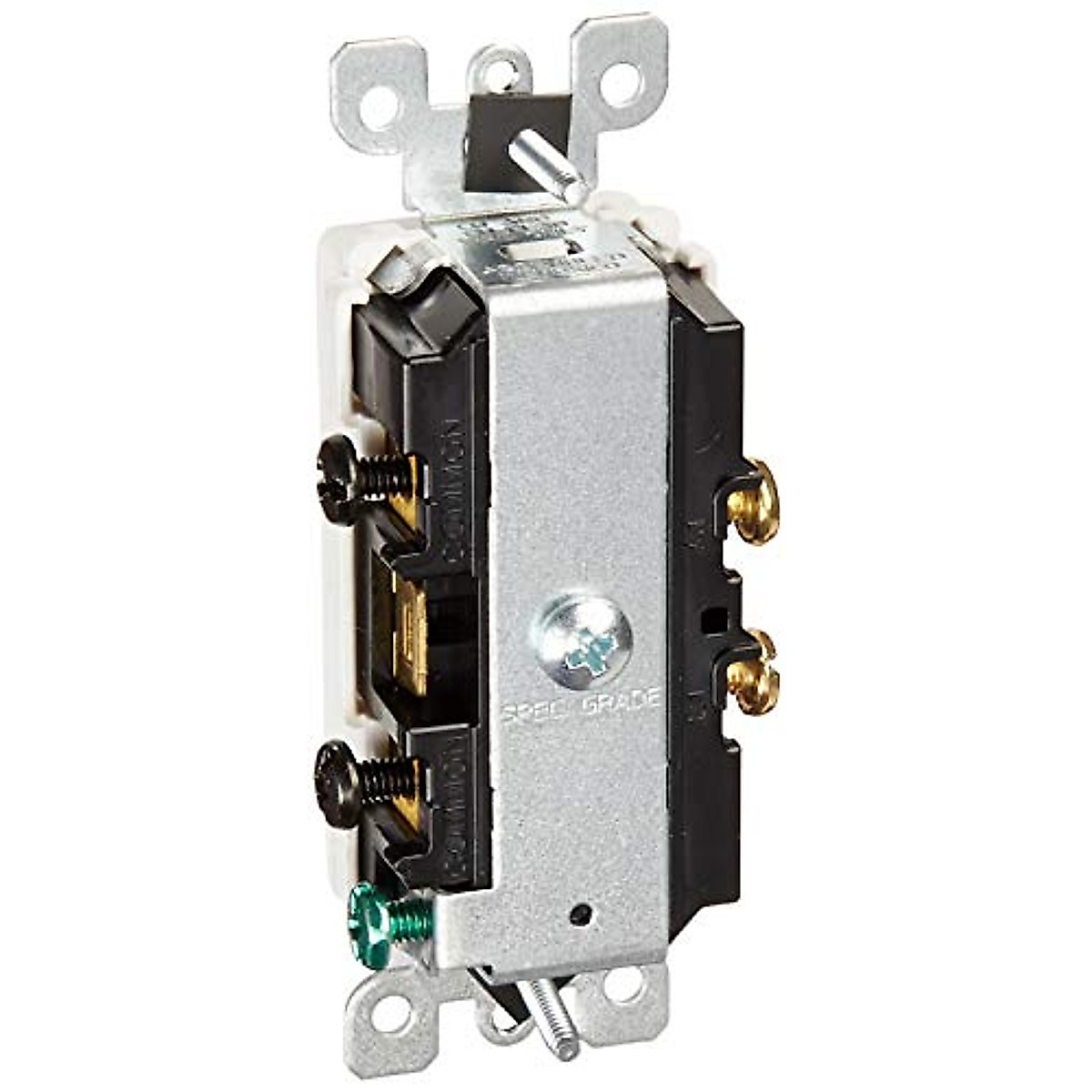 Leviton 5627-W 20 Amp, 120/277 Volt, Decora Single-Pole / Single-Pole AC Combination Switch, Commercial Grade, Grounding, White