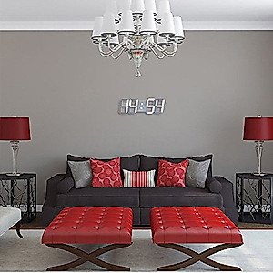 FidgetGear Modern Digital 3D White LED Wall Clock Alarm Clock Snooze 12/24 Hour Display USB