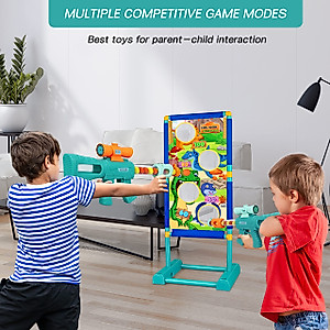 Bottleboom Shooting Game Toys for Boys Age 5 6 7 8 9 10+ Years Old,Foam Popper Guns for 2 Player,Electric Shooting Target & Air Blaster with 24 Foam Bullet Balls Birthday Gift for Kids Girls