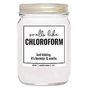 YouNique Designs Smells Like Chloroform Scented Candle, 8 Oz, True Crime Gifts for Women, Serial Killer Gifts for Women, Crime Junkie Merch, All Natural Soy Vegan Candles (Lavender & Vanilla)