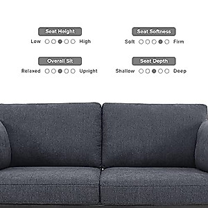 JULYFOX 59 in Wide Sofa Gray, Overstuffed Linen Fabric Couch Metal Frame 400 lbs Heavy Duty Tufted Loveseat Sofa for Small Spaces 2 Toss Pillows Included
