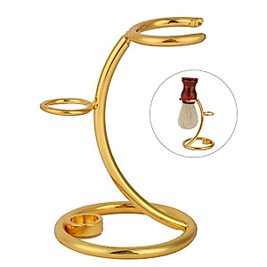 Tmtop Men Shaving Tool Holder Beard Shaver Razor Brush Stand Rack (Gold)