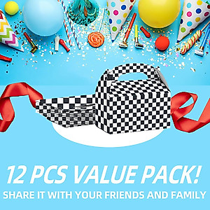 Keioy 16pcs Racing Flag Gift Bags Black and White Checker Racing Treat Boxes Race Car Theme Party Favor Treat Boxes favor Snack Goody Cardboard BagParty Favors Decorations Supplies