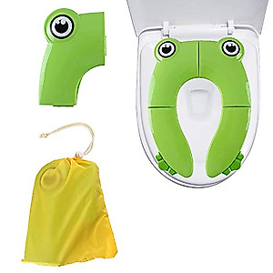 Travel Potty Seat for Toddler - Folding Toilet Seat Cover Travel Potty Training seat for Baby Boy Girl Toddler Kid Upgrade 6 Non Slip Pad FABUDERFUL