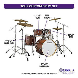 Yamaha Tour Custom Maple 4pc Fusion Shell Pack, Chocolate Satin