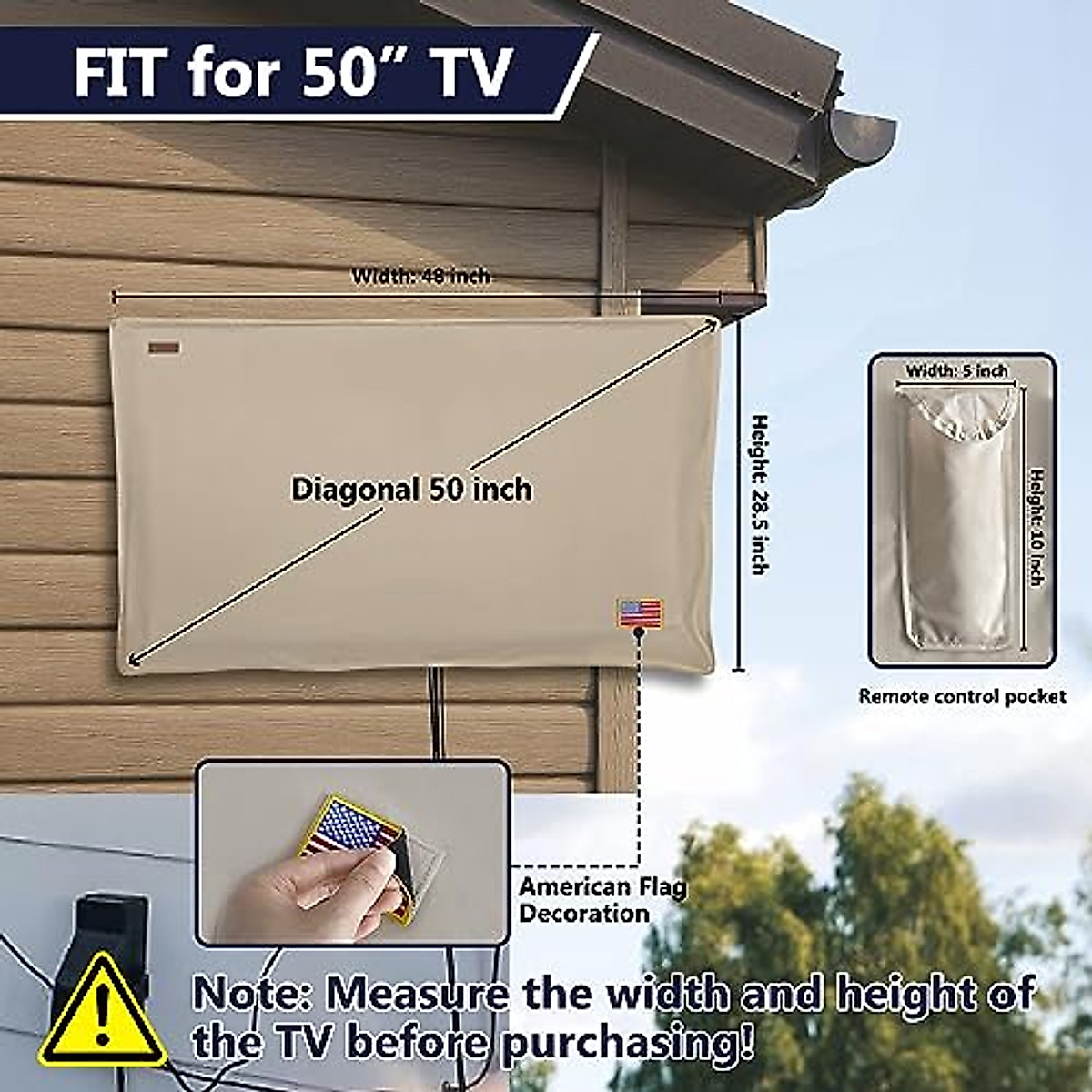 Outdoor TV Cover 48"-50" for Ultra-Thin TVs-Waterproof Double Zipper+Snow Blower Cover, HOMEYA Snow Thrower Cover Waterproof Snowblower Protector All Weather Outdoor Protection Universal Size