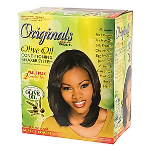Originals By Africa's Best Olive Oil Conditioning Relaxer System 2-Pack, Helps Repair, Rebuild and Restore Your Hair's Elasticity and Softens & Shines, Designed for Coarse Hair Textures