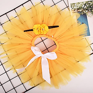 Gouldianfinch Infant Baby Girls 1st Birthday Outfits Bee Printed Romper Tutu Skirt with Bowknot Toddler Princess Dress(Bee, 12-18 Months)