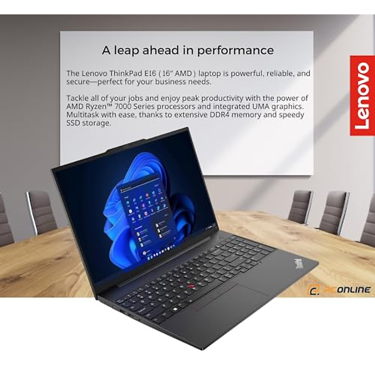 Lenovo ThinkPad E16 Business Laptop, 16" WUXGA Display, AMD Ryzen 7 7730U (Beat Intel 13th i5-1335U), 24GB RAM, 2TB PCIe SSD, Webcam, HDMI, RJ-45, Fingerprint Reader, Wi-Fi 6, Windows 11 Pro, Black