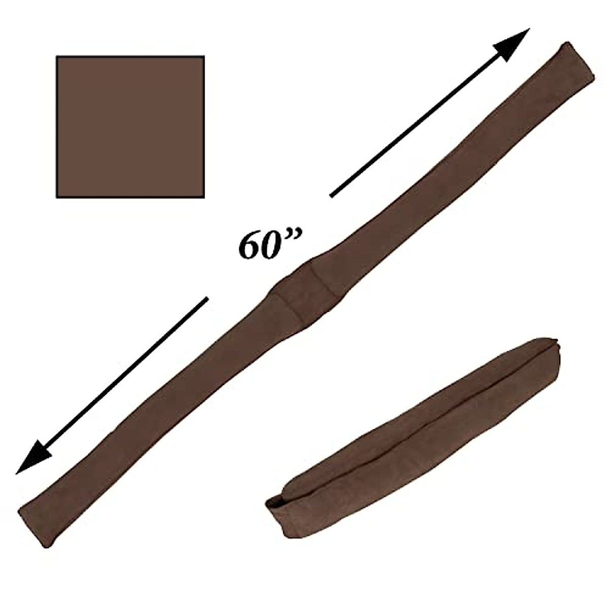 Home District French Door Draft Stopper - Weighted Under Door Draft Blocker, Apartment Noise Blocker, Window Draft Dodger, Winter Door Insulation Strip - 60 Inches Long - Chocolate Brown