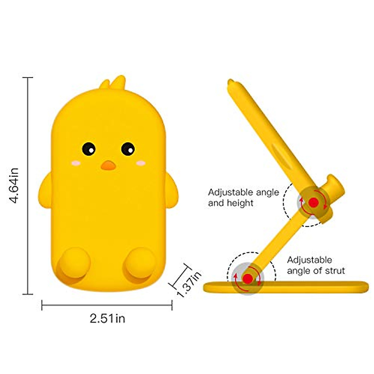 Anpdasi Cell Phone Stand , Fully Foldable, Adjustable Desktop Phone Holder Cradle Dock Compatible with Phone, iPad Mini, Tablets (4-10"), All Phones (Yellow Chick)