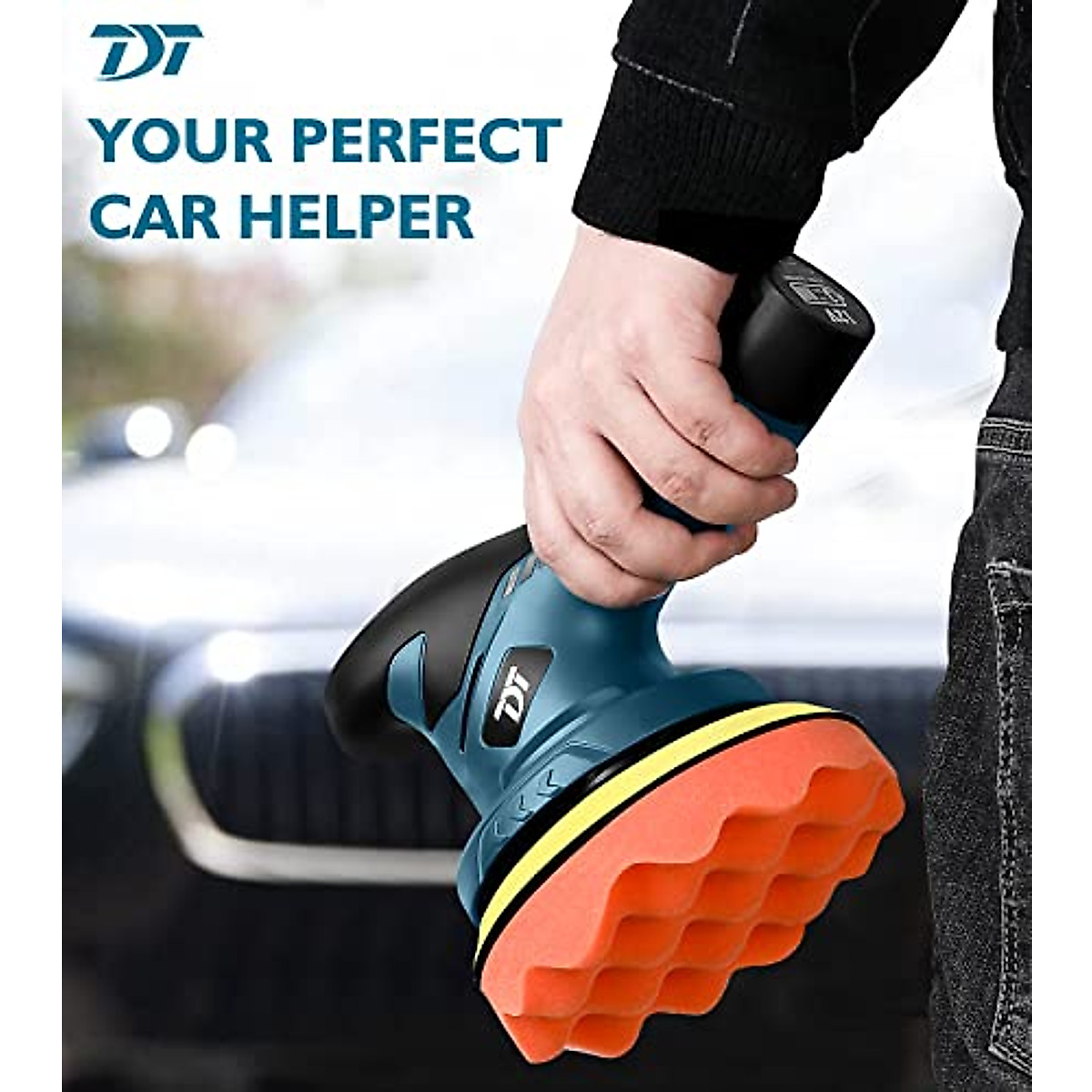 TDT Cordless Car Buffer Polisher with Rechargeable 2pcs 12V Lithium Battery, 6 Variable Speed, Wireless Buffer Polisher Kit for Car Detailing Brushless Polisher with 2 Battery for Waxing