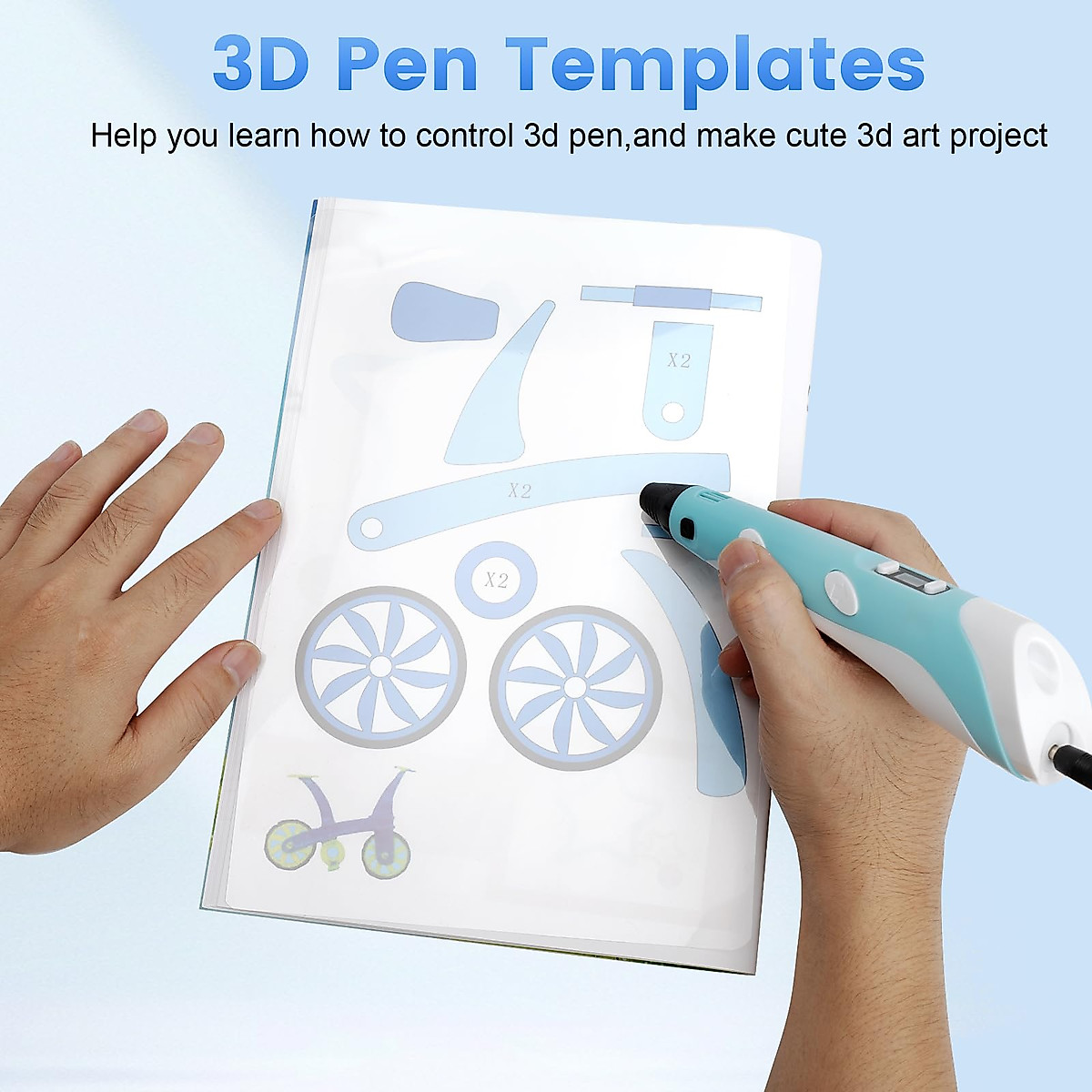 3D Pen Stencils, 20 Pages 40 Patterns 3D Drawing Book Templates, with a Reusable Transparent PVC Drawing Board, 3D Art Pen Accessories for Kids Ages 8-10 and Adults Starter for 3D Printing Pen