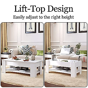 Gadroad Lift Top Coffee Table (White)