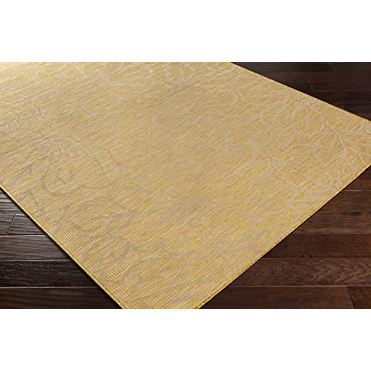 Mark&Day Outdoor Rugs, 8x10 Broekoord Traditional Indoor/Outdoor Bright Yellow Area Rug, Non Shedding Yellow Grey Carpet for Patio, Porch, Deck, Bedroom, Living Room or Kitchen (7'8" x 10')
