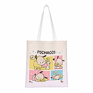 LKUZLOH Anime Canvas Tote Bag for Women Cute Shopping Bag ​Kawaii Shoulder Handbag Gym Bag For School Work