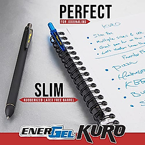 EnerGel Kuro Liquid Gel Pen, (0.7mm) Medium line, Black Ink, 8 Pack