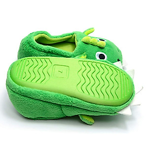 Toddler Baby Boys House Slipper Cute Dinosaur Cartoon Soft Anti-Slip Winter Shoes (Toddler/Little Kid) Green