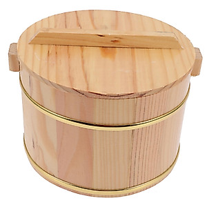 UPKOCH 1 Set Cask Rice Cask Steamed Rice Bucket Sushi Rice Steamed Container with Lid Dim Sum Steamer Stainless Steel Steamer Wood Bucket Wooden Rice Bucket Kitchen Tool Wooden Dessert