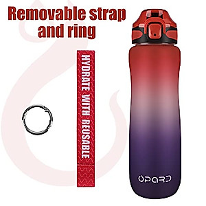 Opard 32oz Sports Water Bottle with Motivational Time Marker & Leak Proof Flip Top Lid, BPA Free Reusable Tritan for Gym and Outdoor