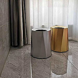 Aouiopkio Zruixia-ljit Trash Can, Round Plastic Small Trash Can Wastebasket, Garbage Container Bin for Bathrooms, Powder Rooms, Kitchens, Home Offices. (Color : Silver)