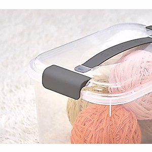 ZHENFAN 5.5 Qt Clear Storage Latch Box/Bin with Lids, 4-Pack Plastic Organize Bins with Handle