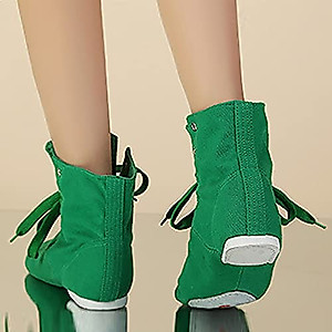 Mercatoo Children Canvas Dance Shoes Soft Soled Training Shoes Ballet Shoes Casual Sandals Dance Shoes Toddler Girl Tall Boots (Green, 4-4.5 Years)