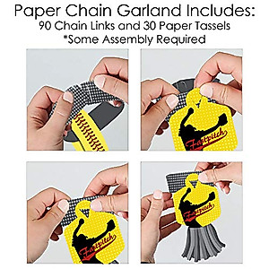 Big Dot of Happiness Grand Slam - Fastpitch Softball - 90 Chain Links and 30 Paper Tassels Decoration Kit - Birthday Party or Baby Shower Paper Chains Garland - 21 feet