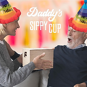 LIGHTEN LIFE Daddy's Sippy Cup Whiskey Glass,Unique Dad Gift in Valued Wooden Box,Funny Gag Gift for New Dad,Father,Husband from Kids Wife for Father's Day,Birthday,12 oz Old Fashioned Glass for Men
