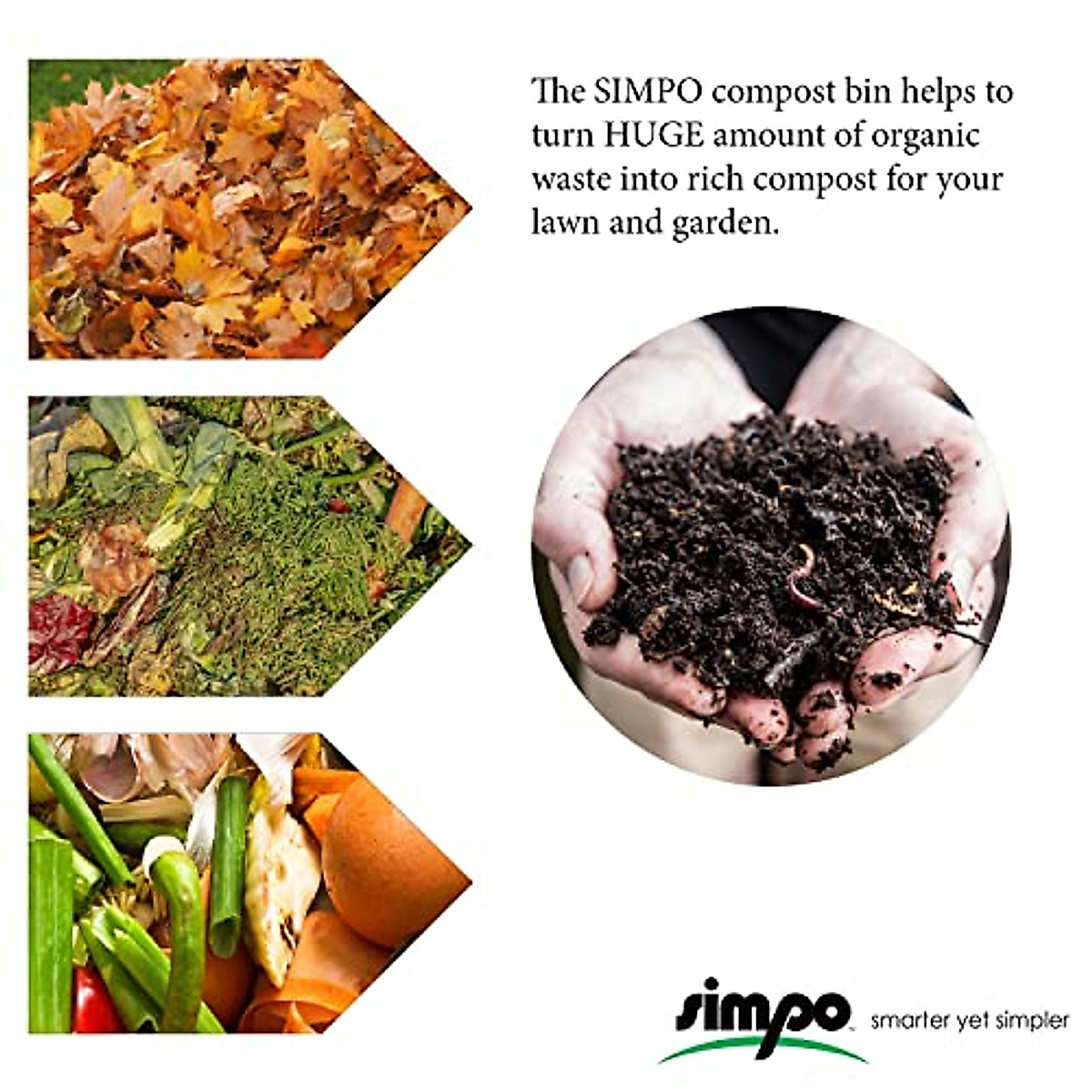 SIMPO 300 Gallon Composter Expandable Backyard Outdoor Compost Bin Easy Setup Large Capacity High Efficiency Fast Compost Maker (300 Gallons)