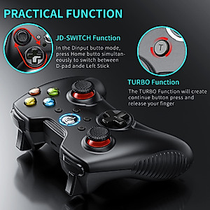 EasySMX 【New】 Wireless PC Controller, Arion8236 Gaming Controller for Windows Steam/PS3/Android/Switch/Steam Deck, Dual-Vibration Computer Controller Gamepad with Turbo, 14 Hours Working Battery