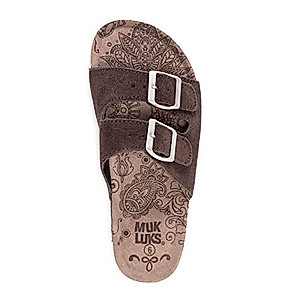 MUK LUKS Women's Terra Turf Marla Flat Sandal, Chocolate, 10